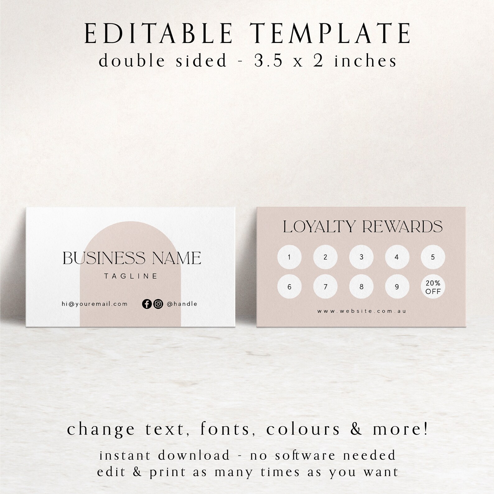 Loyalty Card Template EDITABLE DOWNLOAD Printable DIY - Etsy