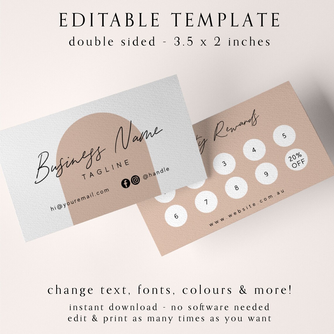 Loyalty Card Template EDITABLE DOWNLOAD Printable DIY - Etsy