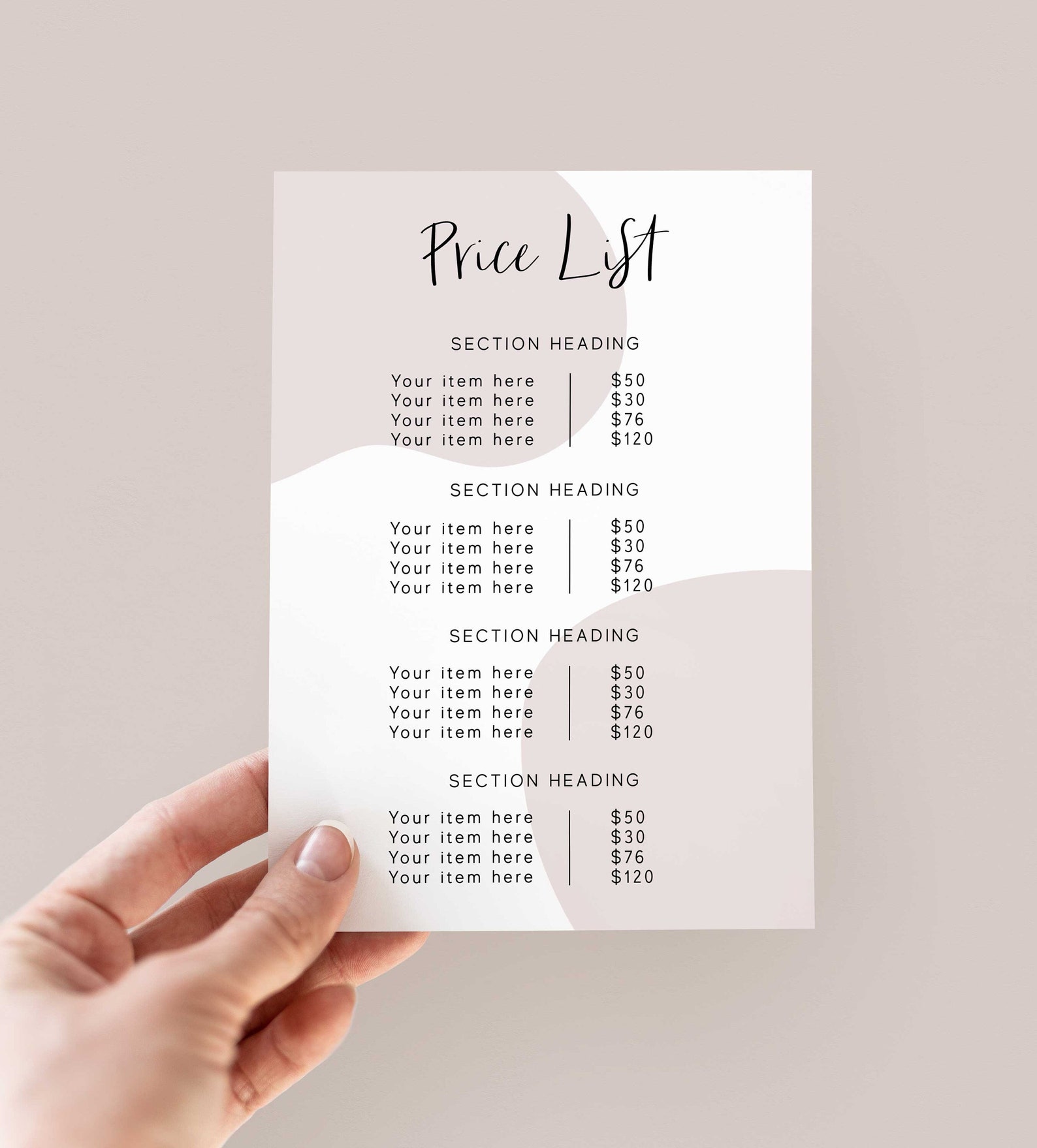 Price List Template EDITABLE DOWNLOAD Printable DIY Instant | Etsy