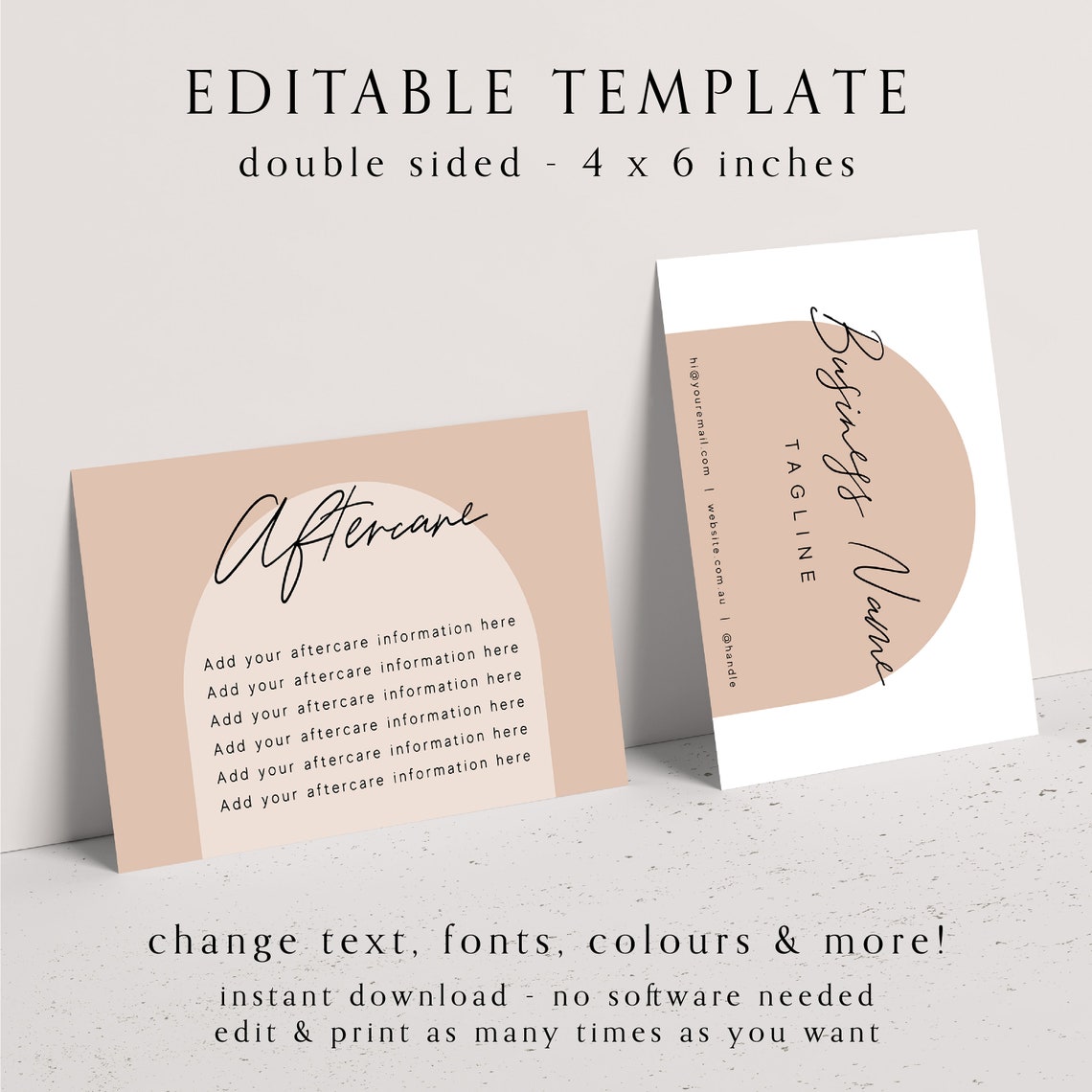 Aftercare Card Template EDITABLE DOWNLOAD Printable DIY | Etsy