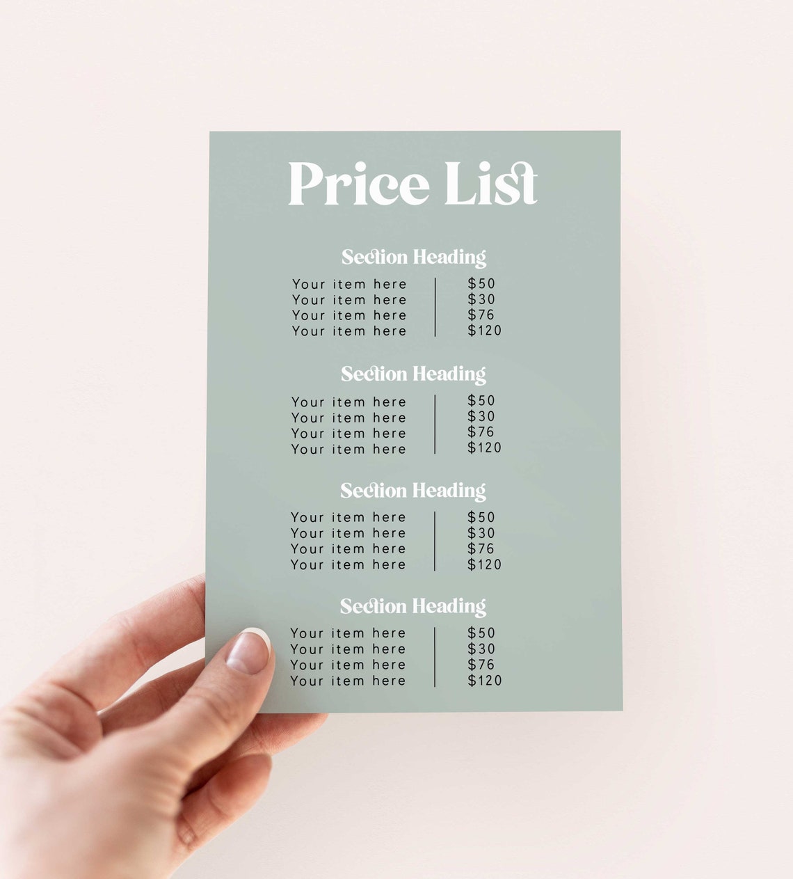 Price List Template EDITABLE DOWNLOAD Printable DIY Instant - Etsy