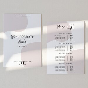 Price List Template, EDITABLE DOWNLOAD Printable DIY, Instant Download ...