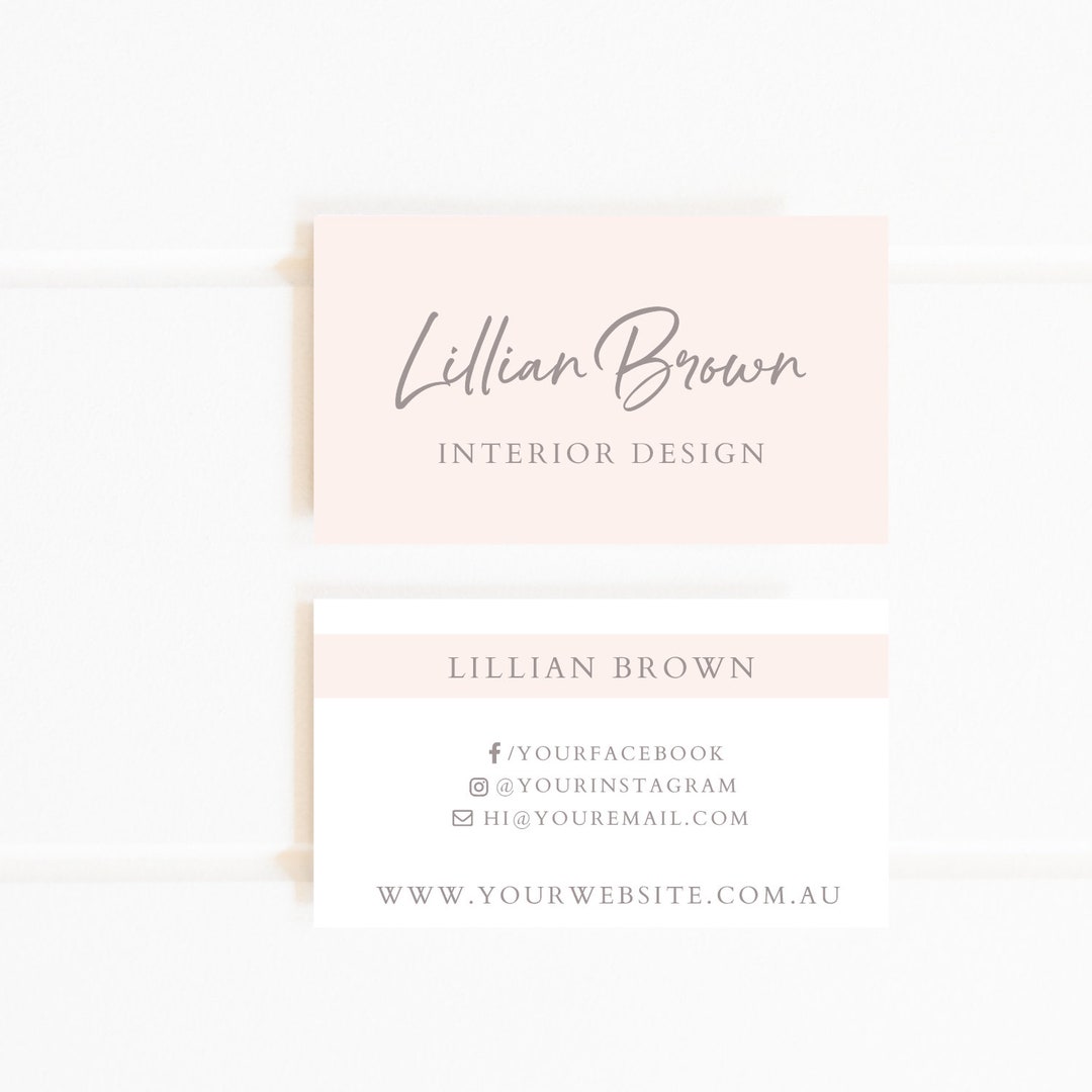 Pastel Pink Premade Custom Business Card, Pastel Calling Cards ...