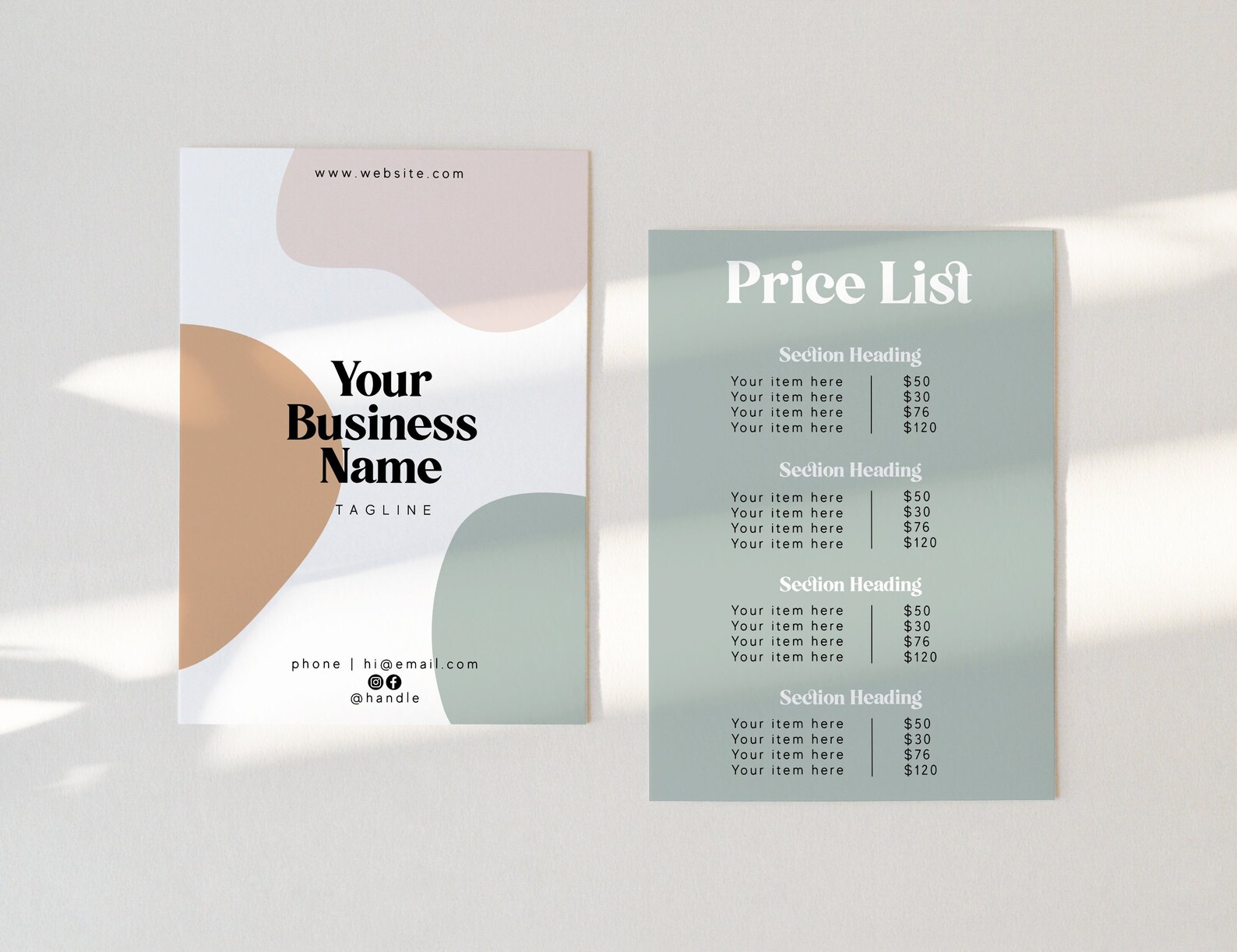 Price List Template EDITABLE DOWNLOAD Printable DIY Instant | Etsy