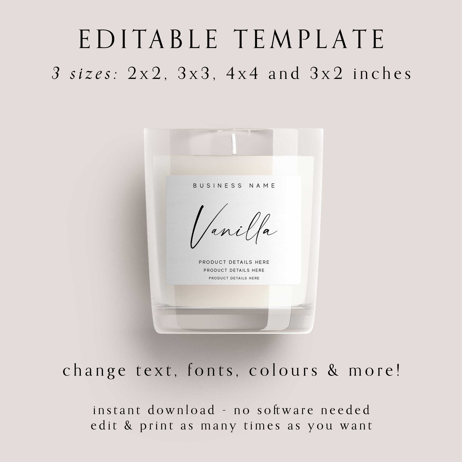 Product Label Sticker Template EDITABLE DOWNLOAD Printable - Etsy