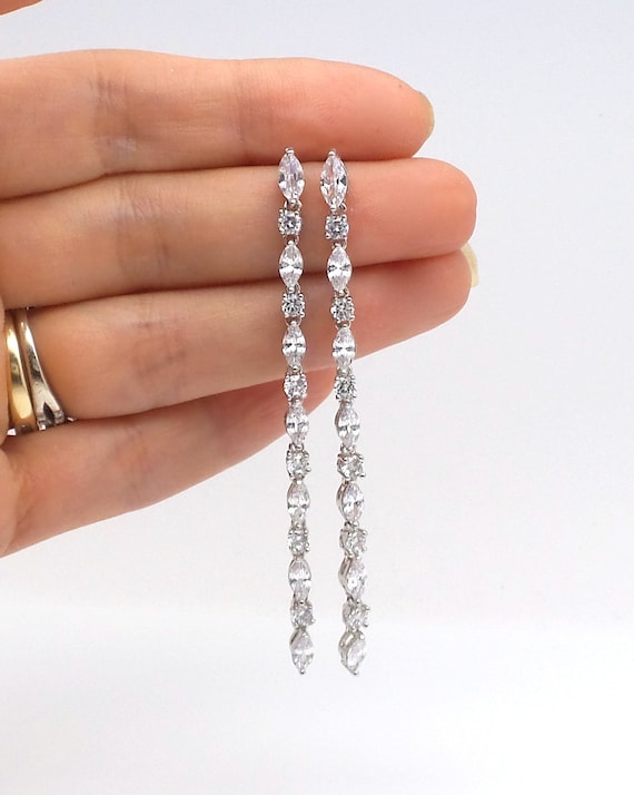 Bridal Wedding Prom Bridesmaid Earrings White Gold Plated - Etsy