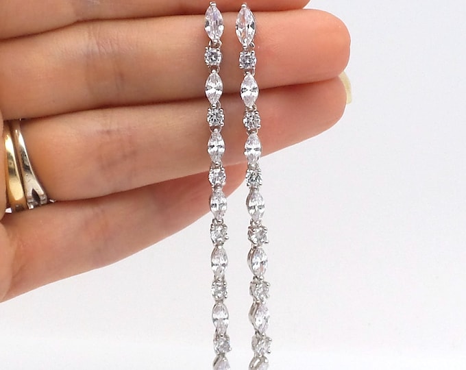 Bridal Wedding Prom Bridesmaid Earrings White Gold Plated Setting Multi ...