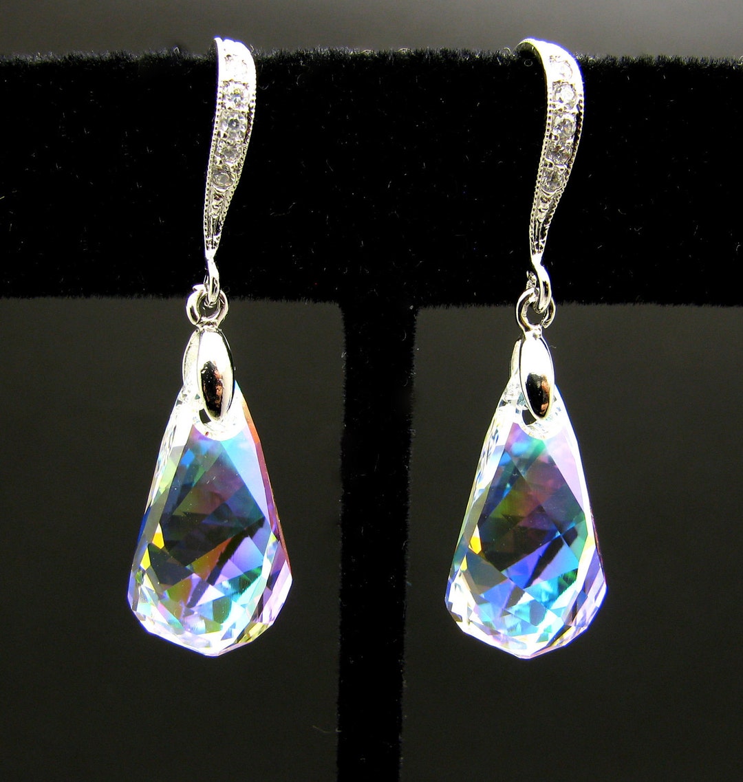 Bridal Wedding Fancy Crystal New Helix Ab Briolette With Cubic Zirconia ...