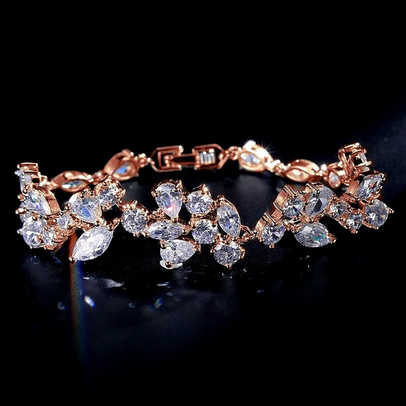 Bridal Bracelet Wedding Jewelry Prom Pageant Clear White AAA | Etsy