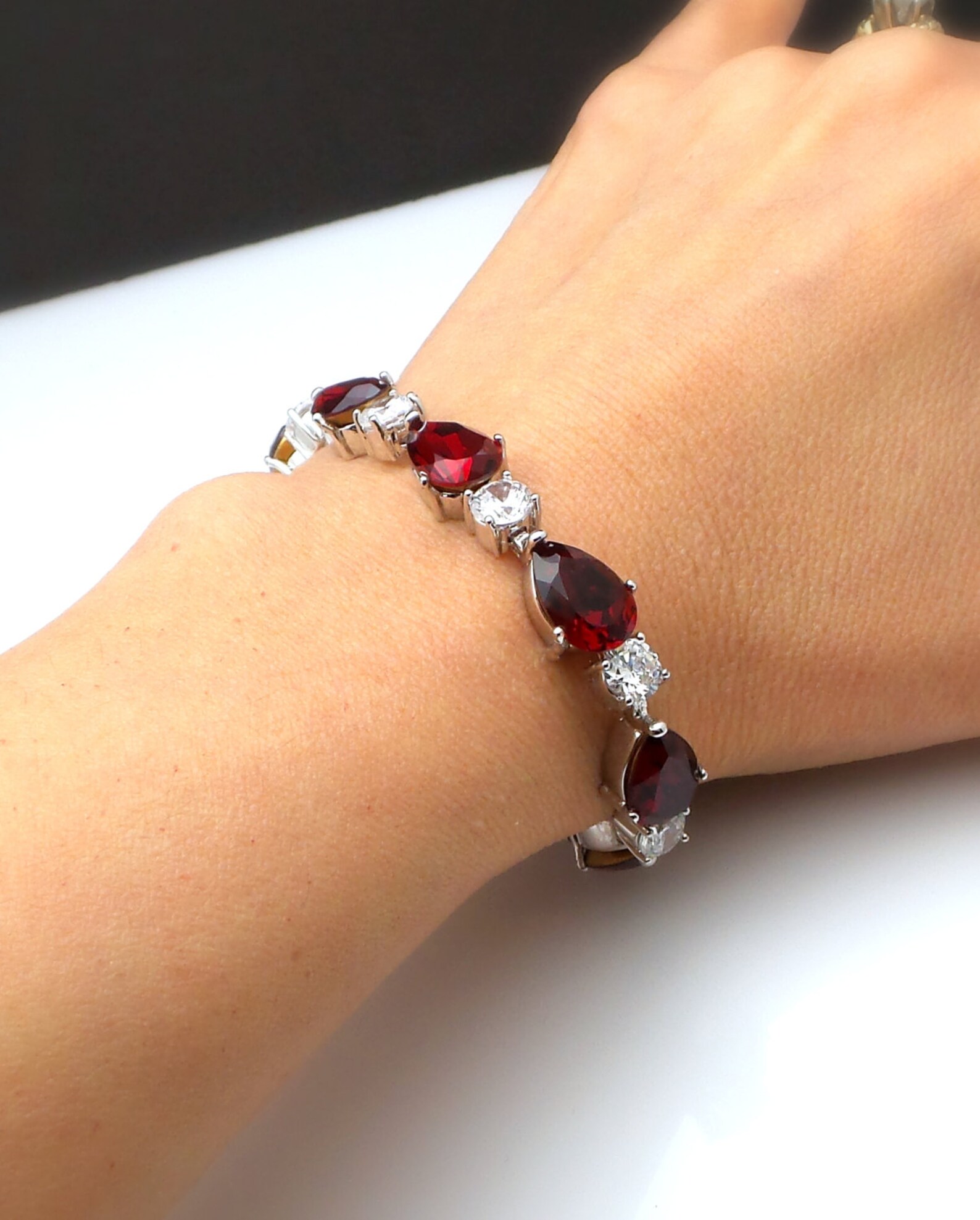 Bridal Jewelry Bracelet Prom Wedding Jewelry Pageant Red Siam | Etsy