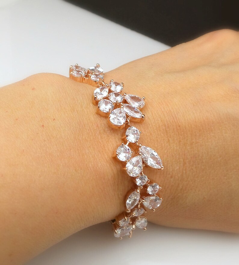 Bridal Bracelet Wedding Jewelry Prom Pageant Clear White AAA - Etsy