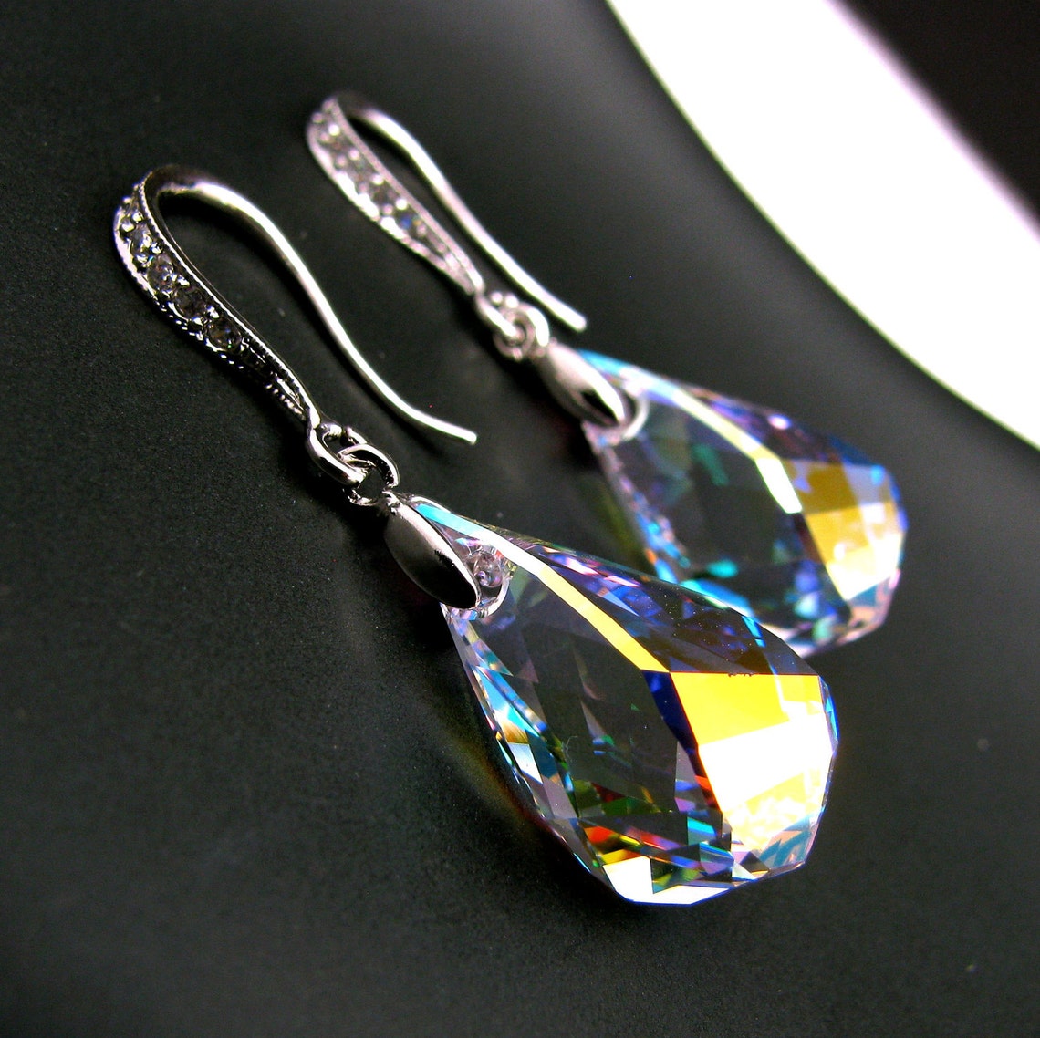 Bridal Wedding Fancy Crystal New Helix Ab Briolette With Cubic | Etsy