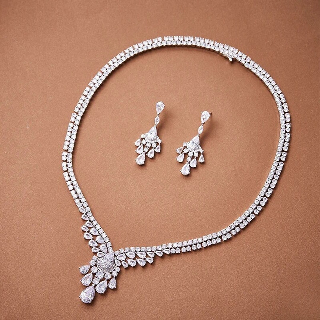 SET DEAL Bridal Wedding Jewelry Prom Pageant Party Clear White Marquise ...