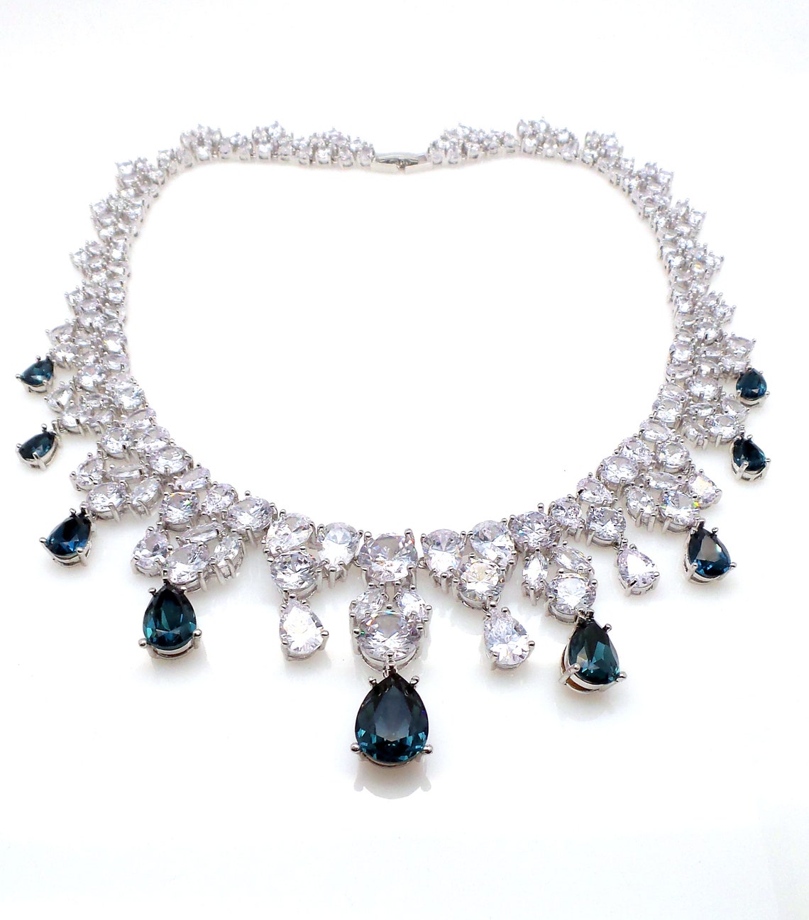 Wedding jewelry prom bridal necklace pageant clear white multi | Etsy