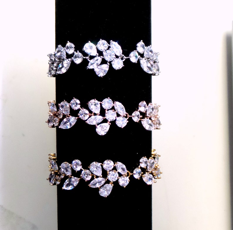 Bridal Bracelet Wedding Jewelry Prom Pageant Clear White AAA - Etsy