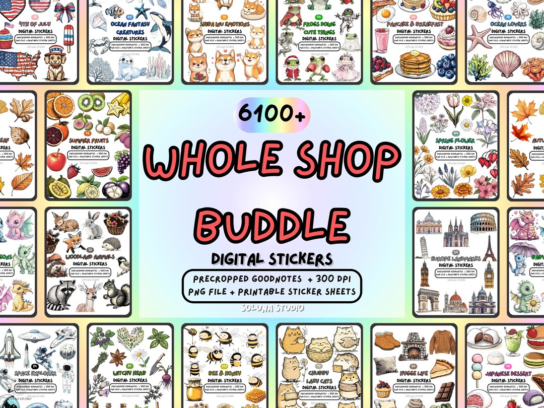 Ultimate Whole Shop Digital Sticker Bundle | 6100+ Pre-cropped PNG ...