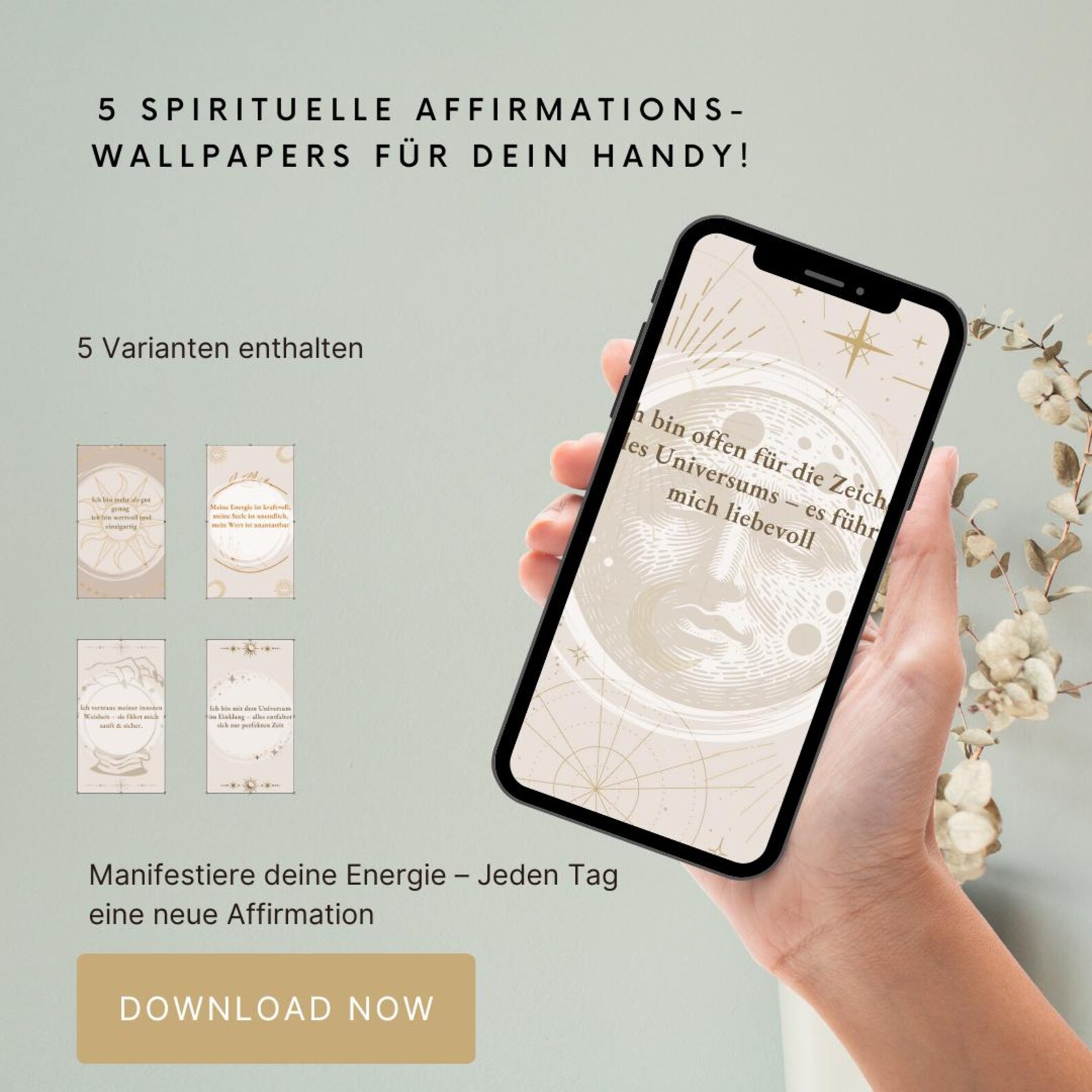 Wallpaper Spiritual Mobile Phone Set – 5x Affirmation Wallpapers ...
