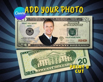 Personalized Dollar Bill Template, Picture on Dollar, Custom Dollar ...
