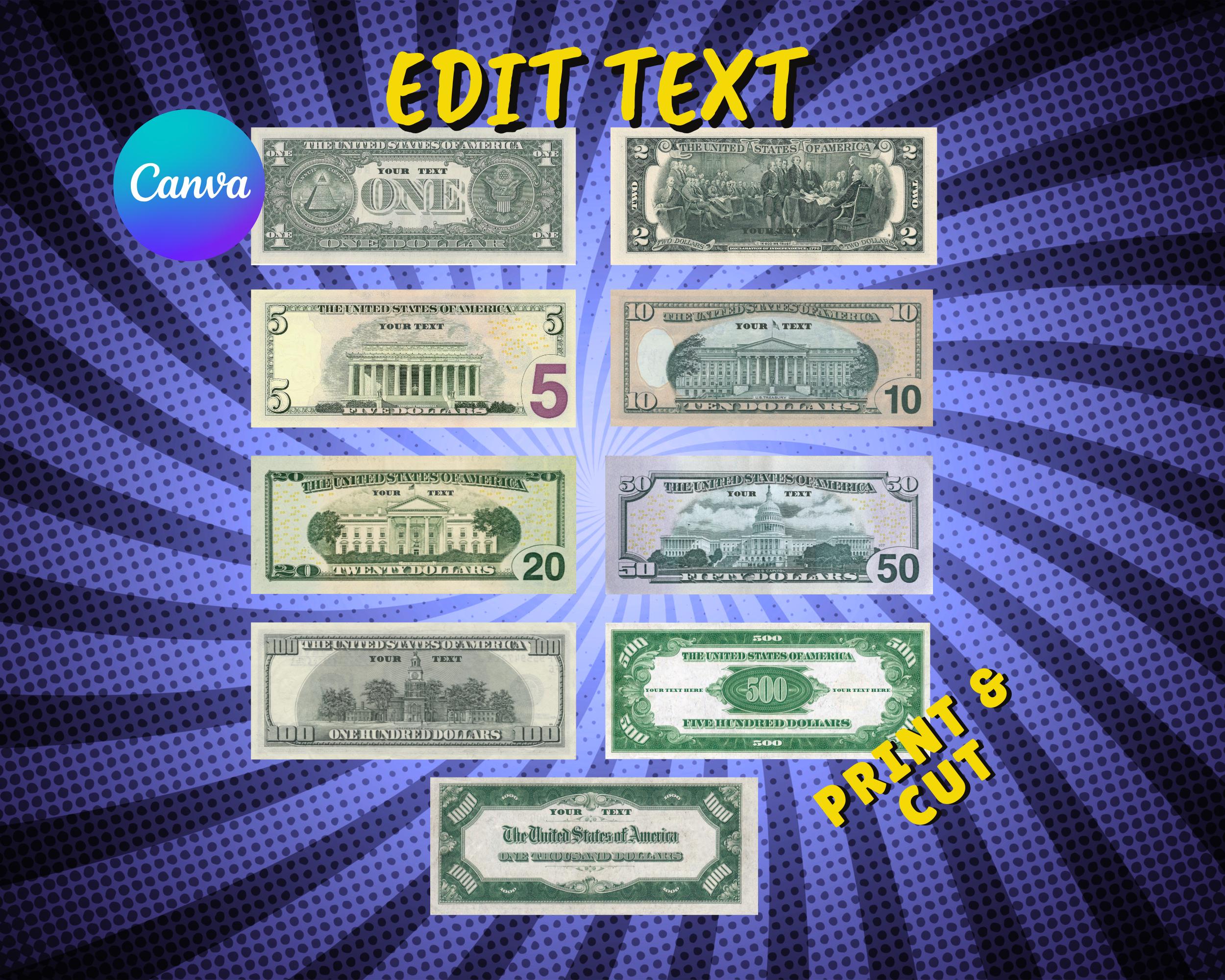 Personalized Dollar Bill Template Bundle: Custom Photo Money (digital ...