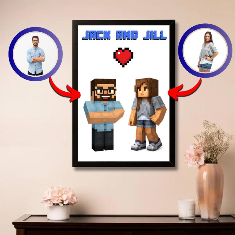 Custom Pixelated Block-style Portrait | Personalized Gamer Gift ...