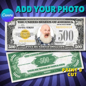 Personalized Dollar Bill Template Bundle: Custom Photo Money (digital ...