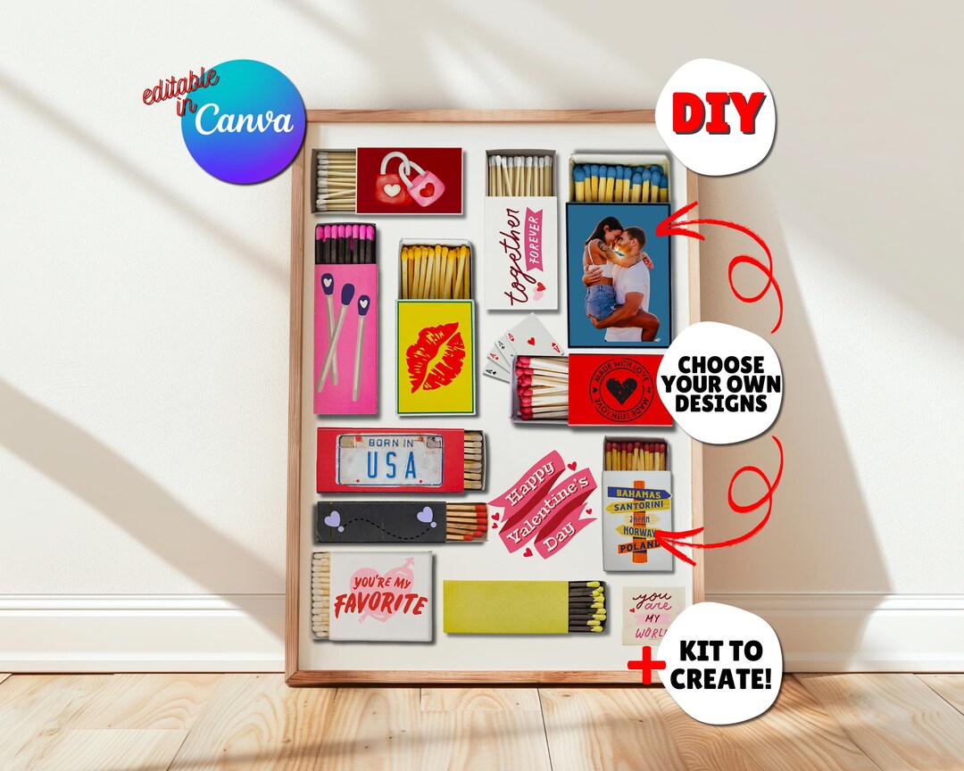 Custom Matchbook Template: DIY Printable Gift (edit on Canva) - Etsy