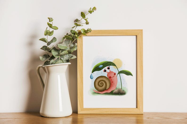 Cutest Smiley Snail Wall Art | Adorable Snail Digital Print | Instant ...