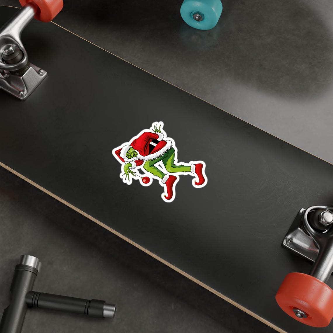 Grinch in Santa Suit Kiss-cut Vinyl Decal | Christmas Sticker - Etsy