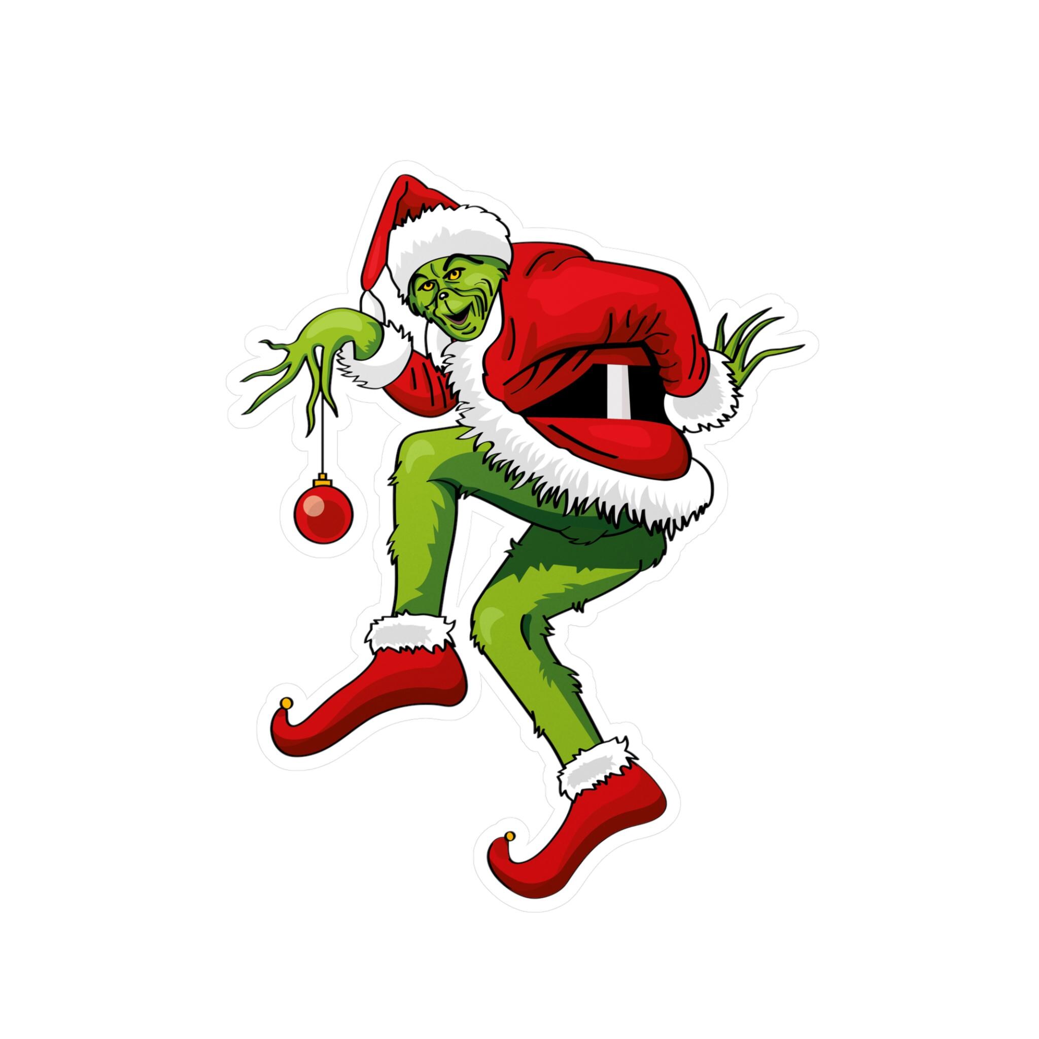 Grinch in Santa Suit Kiss-cut Vinyl Decal | Christmas Sticker - Etsy