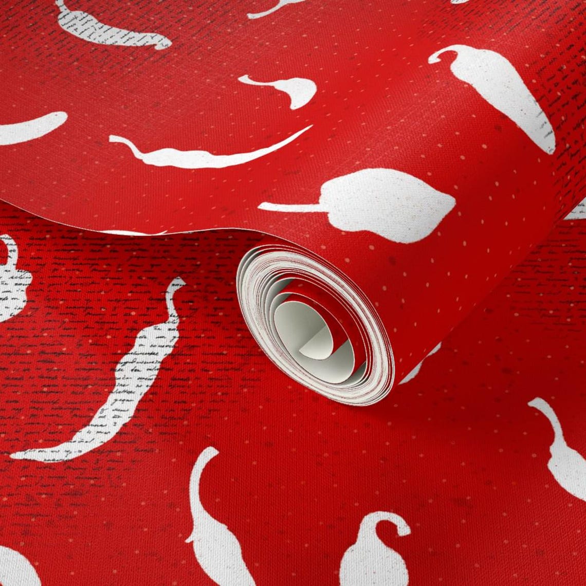 Spicy Red Chilli Pepper Fabric Pattern: Seamless Kitchen Decor (digital ...