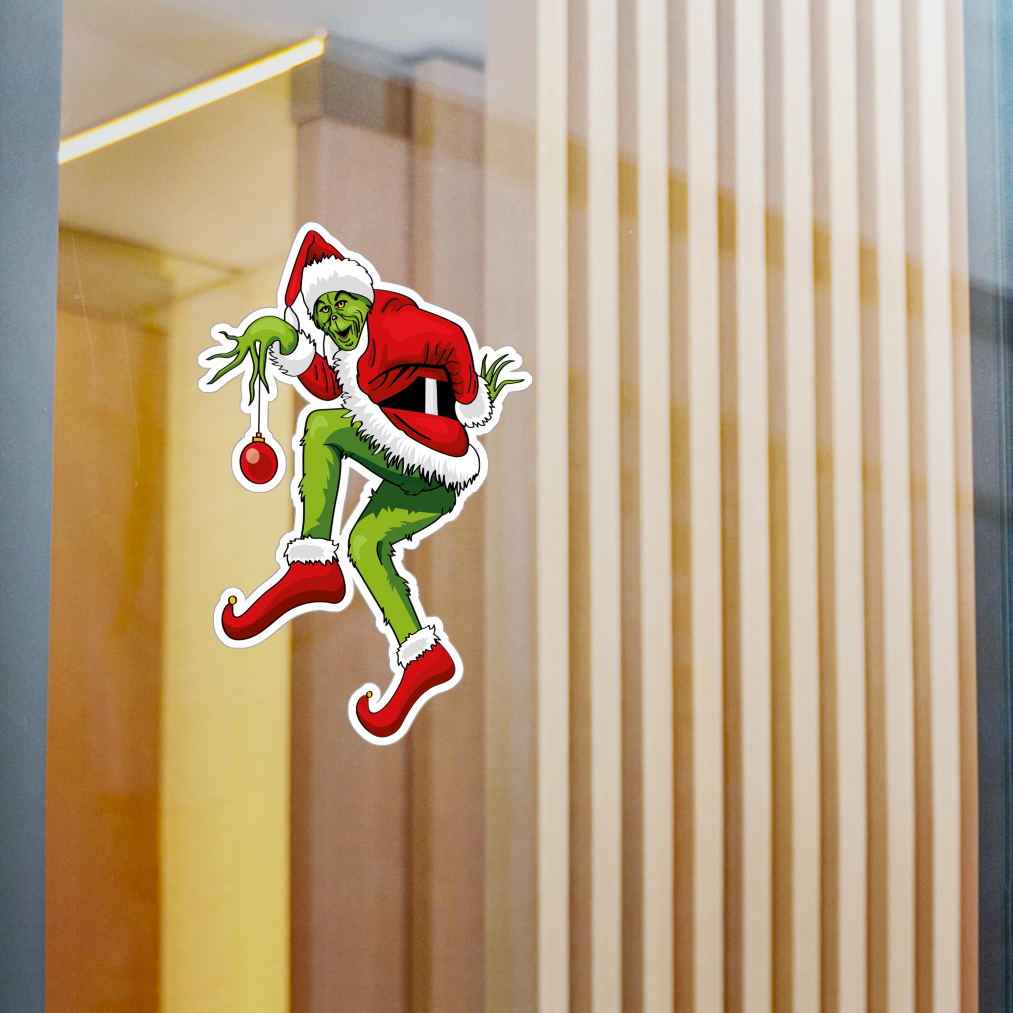 Grinch in Santa Suit Kiss-cut Vinyl Decal | Christmas Sticker - Etsy