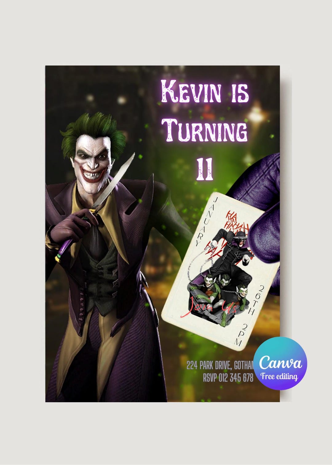 The Joker Birthday Invitation: Editable Kids Party Template (digital ...