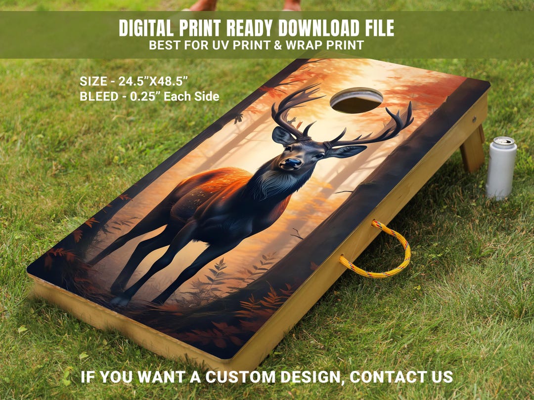 Deer Cornhole Wrap, Forest Buck Cornhole Decal, Rustic Hunting Cornhole ...