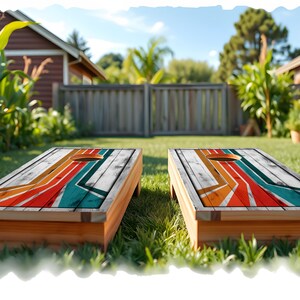Colorful Stripes Cornhole Board Decal - Vibrant Cornhole Skins - Custom ...