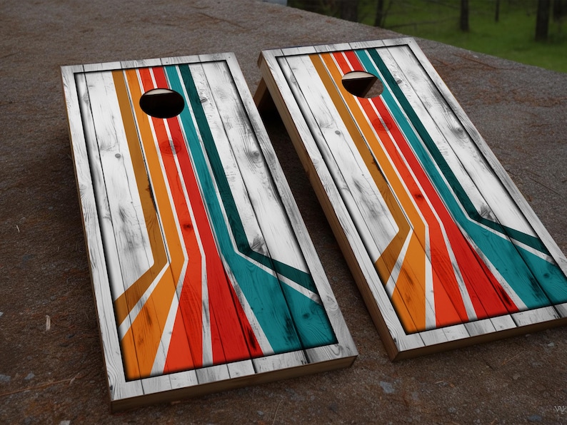 Colorful Stripes Cornhole Board Decal - Vibrant Cornhole Skins - Custom ...