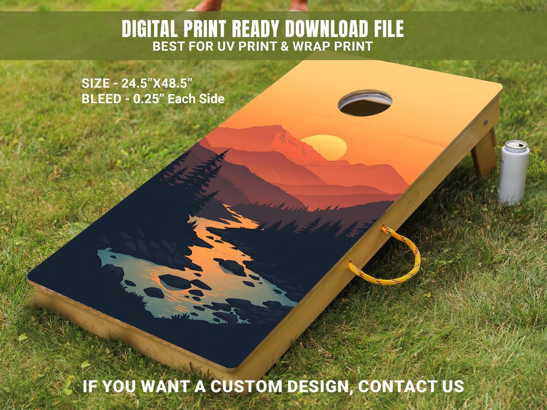 Mountain Sunset Cornhole Wrap | Scenic Nature Digital Wrap | Outdoor ...