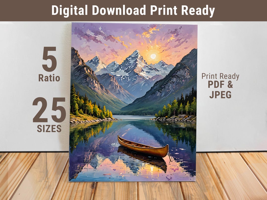 Wall Art Poster, Canoe Lake Print, Poster for Mom, Art Poster Landscape ...