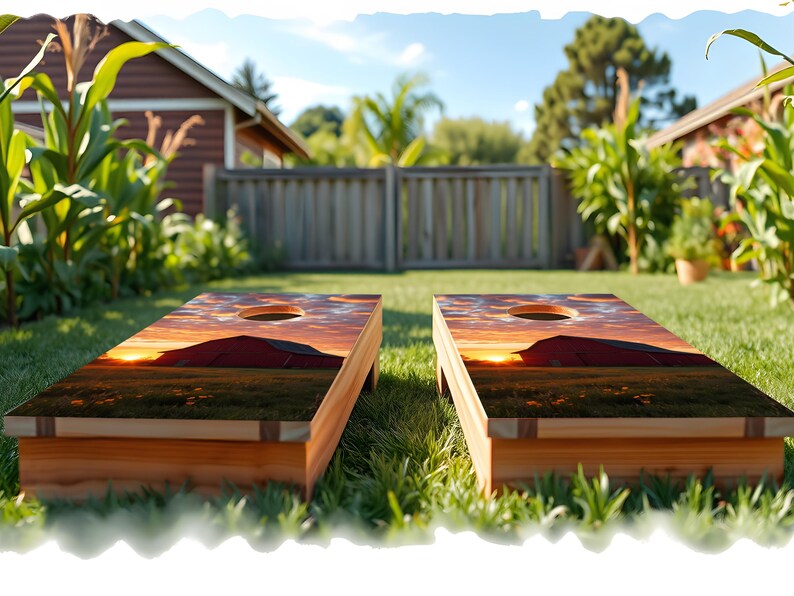 Rustic Red Barn Cornhole Wrap: Farmhouse Sunset (digital Download) 28 ...
