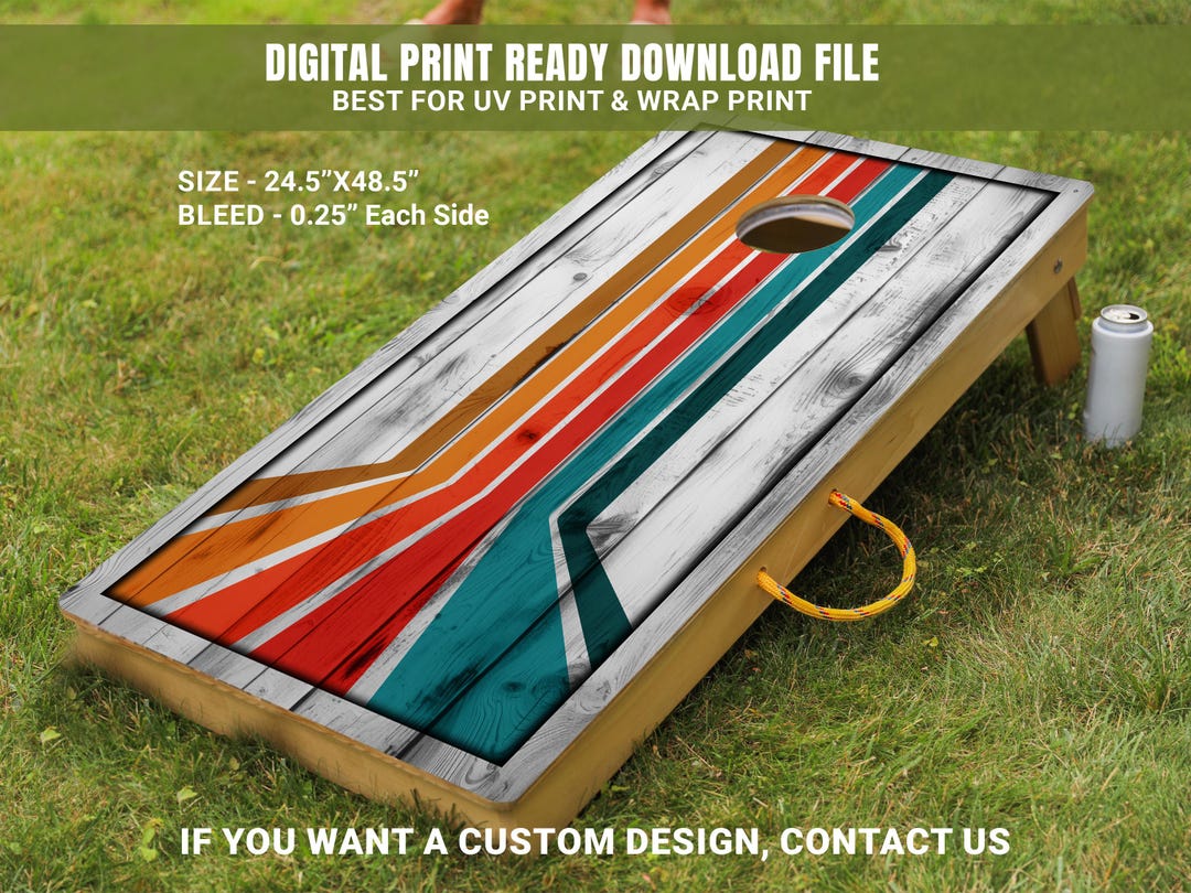 Colorful Stripes Cornhole Board Decal - Vibrant Cornhole Skins - Custom ...