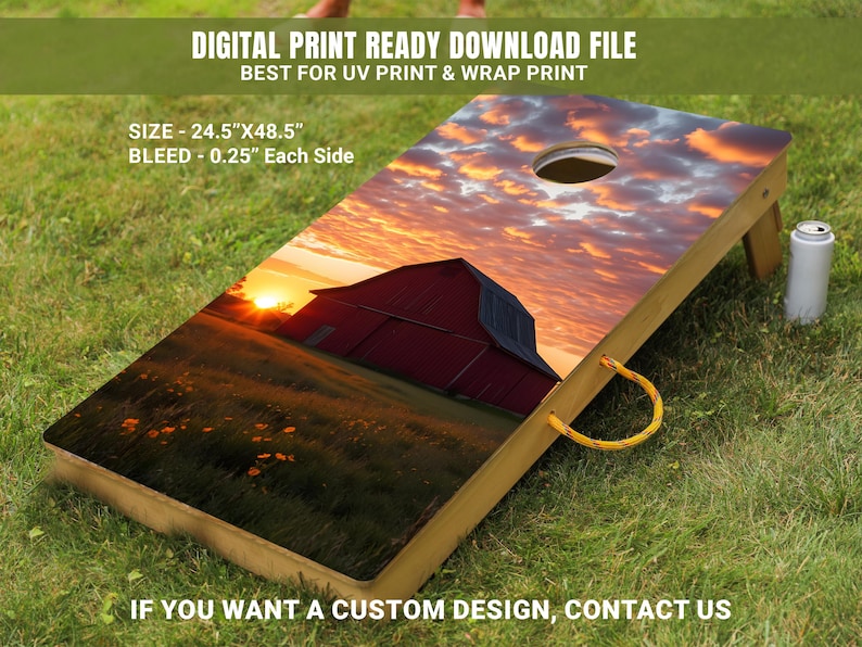 Rustic Red Barn Cornhole Wrap: Farmhouse Sunset (digital Download) 28 ...