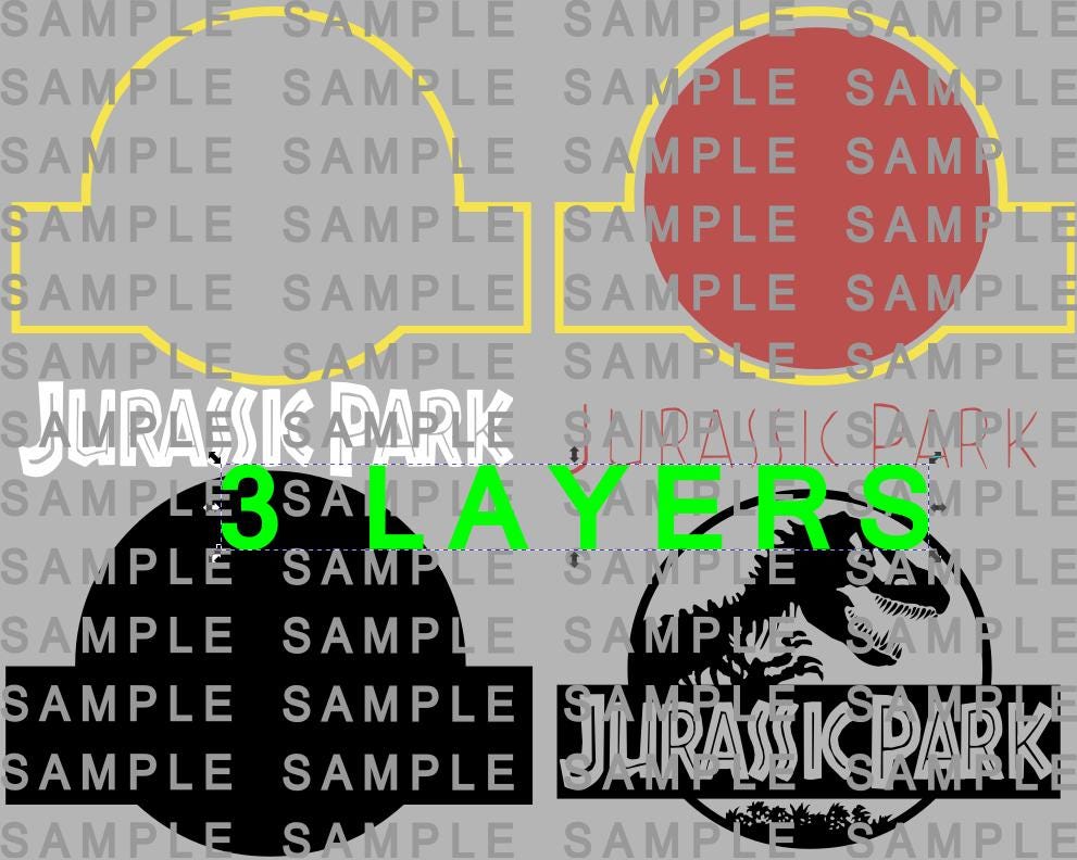 Jurassic Park's SVG Multilayer Archive Walldecor Dinosaur's Movie ...