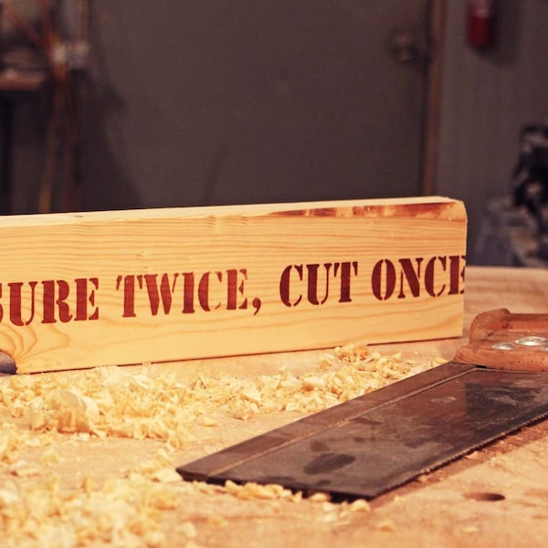 Measure Twice Cut Once Sign - Etsy