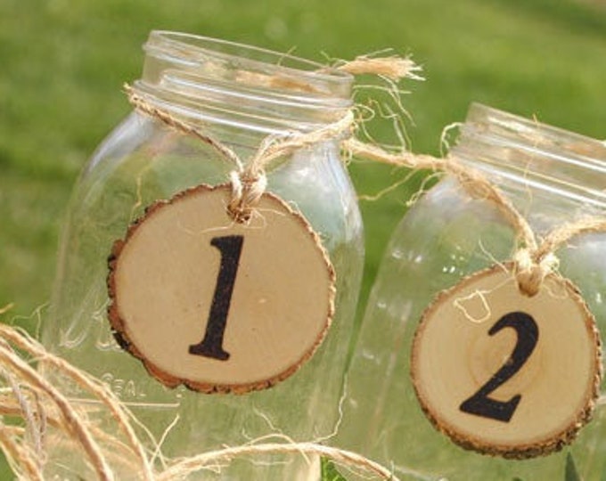 Mason Jar Tag, Rustic Table Numbers, Wedding Table Number, Wine Tags ...