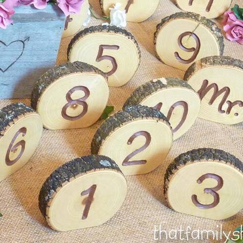 Rustic Wedding Burned Log Table Numbers Number Wood - Etsy