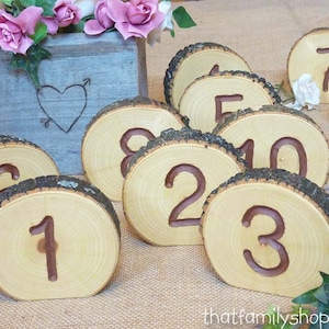 Rustic Wedding Table Numbers Log Slice Table Number, Rustic Wood Bark ...