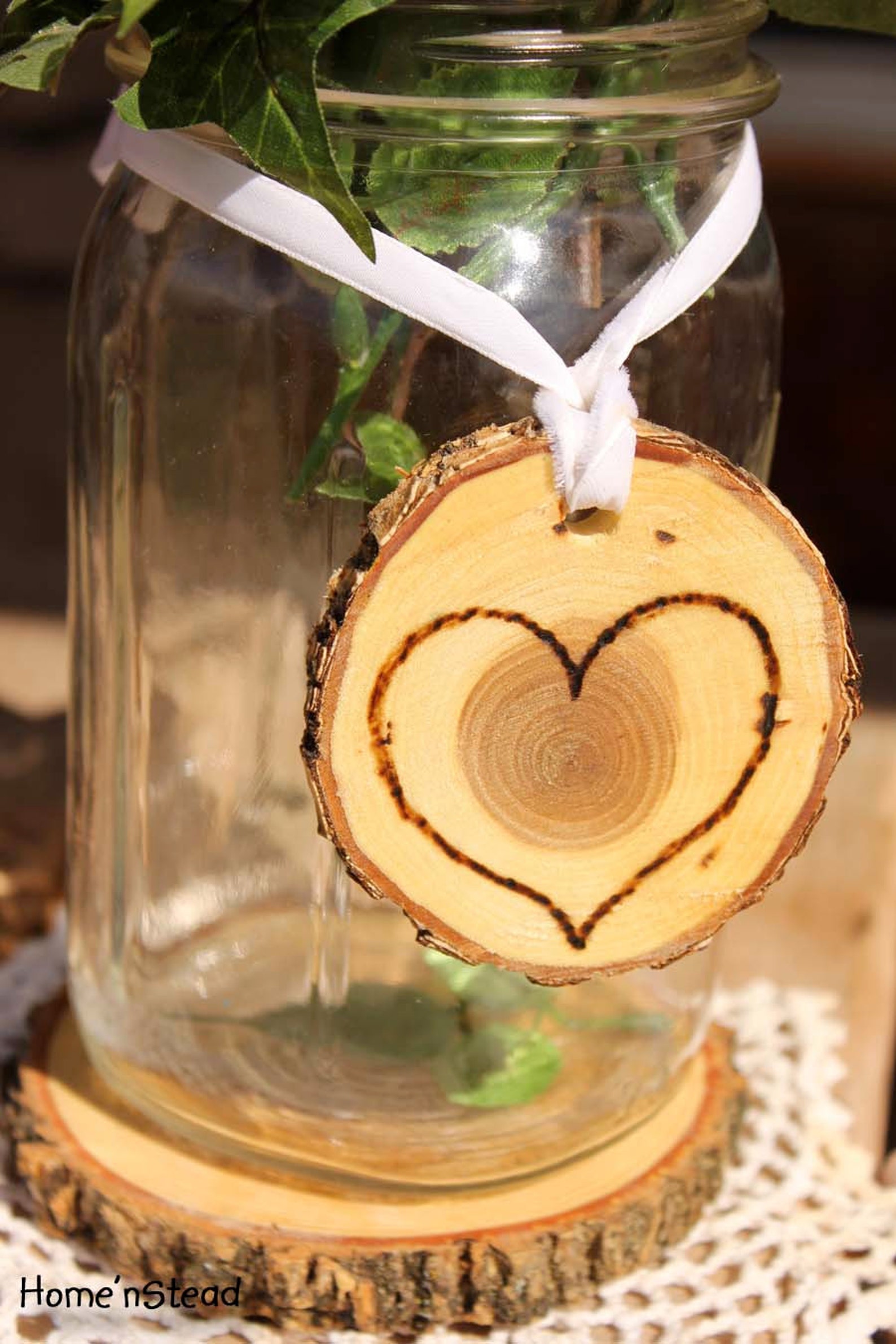 Rustic Wedding Tokens Mason Jar Decoration Hearts Table | Etsy