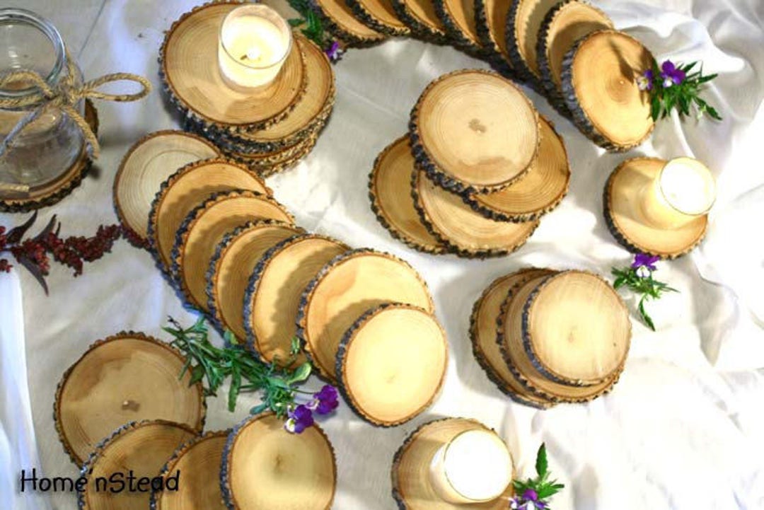 Rustic Wedding Coasters Table Decoration Ash Wood Mason Jar Stands ...