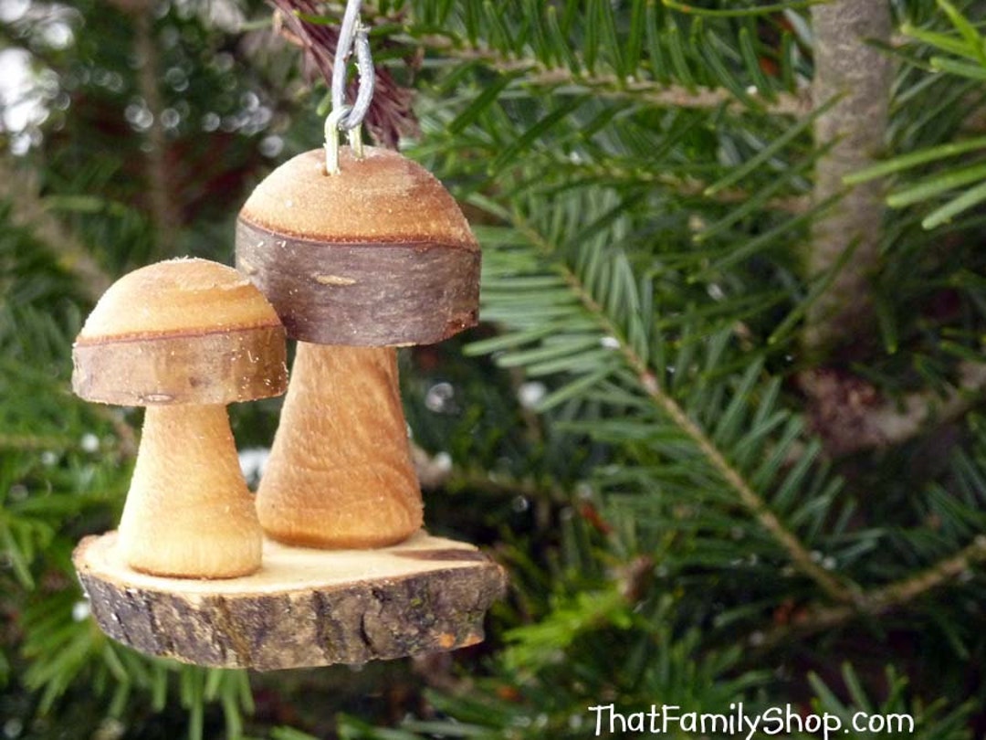 Christmas Mushroom Ornaments Pair Tree Set Holiday Decor Rustic - Etsy