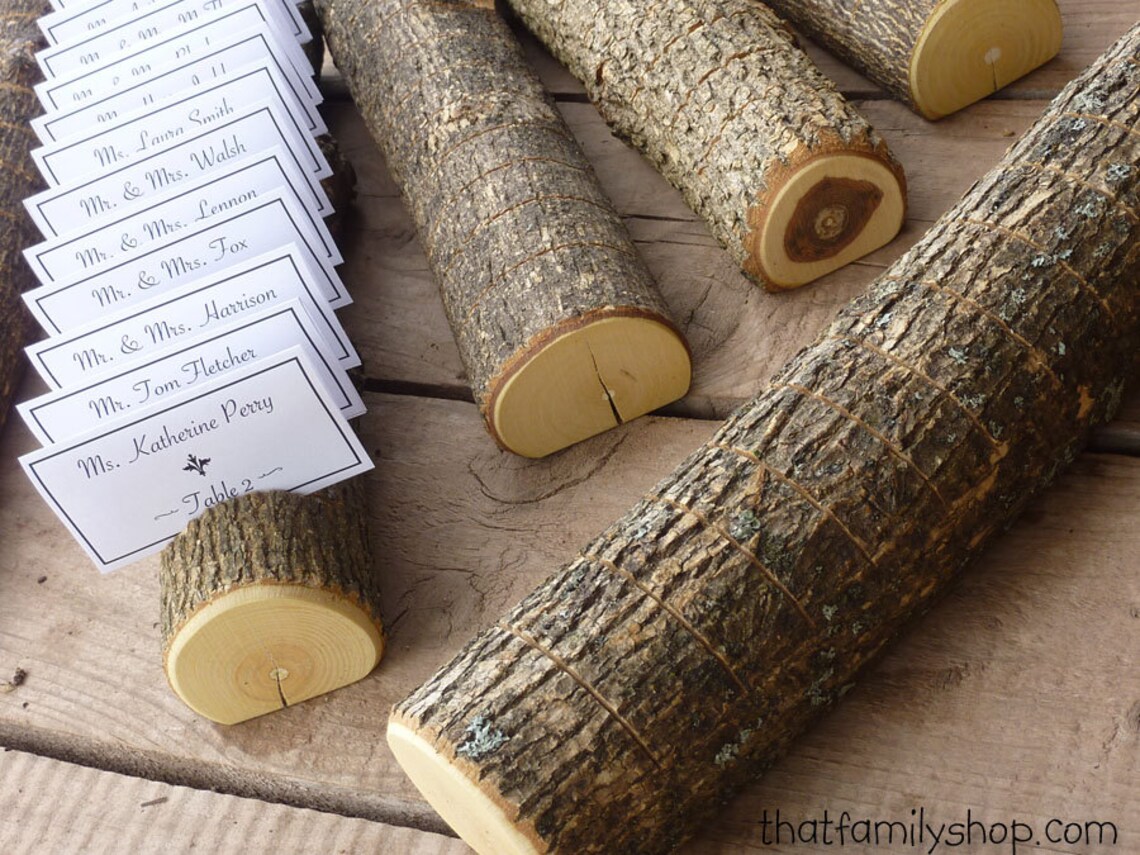 Log Placecard Card Holder Table Setting Rustic Wedding Display - Etsy