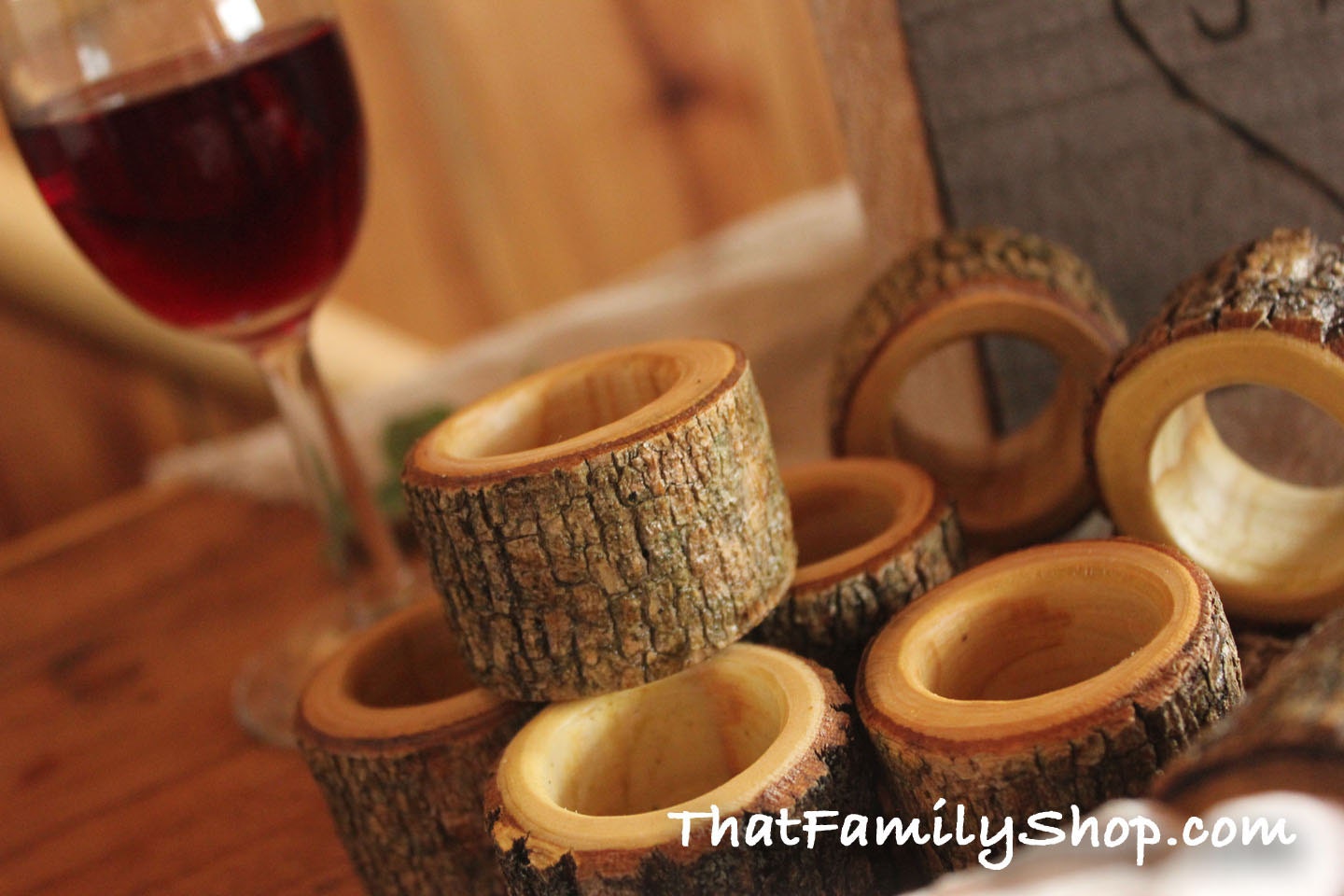 Real Log Napkin Rings (8 Pcs) Holders Wedding Decor Home Kitchen Party ...